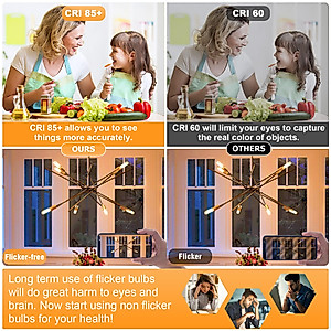 hansang E26 Edison LED Bulb, 40W Equivalent, 3000K Warm White Dimmable Tubular T10 LED Bulb, E26 Base Light Bulbs for Chandelier, Decorative Light Bulbs with Clear Glass, 120V, CRI85+, 400LM, 6 Pack