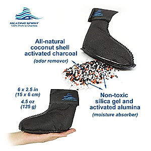 Odor Eliminator Moisture Absorber (1 pair) for Ice Skates, Roller Skates, Hockey Skates, Ski Boots, Work Boots, Sneakers