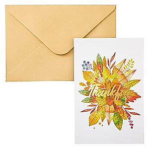 48 Pack Bulk Thanksgiving Greeting Cards and Kraft Envelopes, 6 Fall Designs, Blank Inside (4 x 6 In)