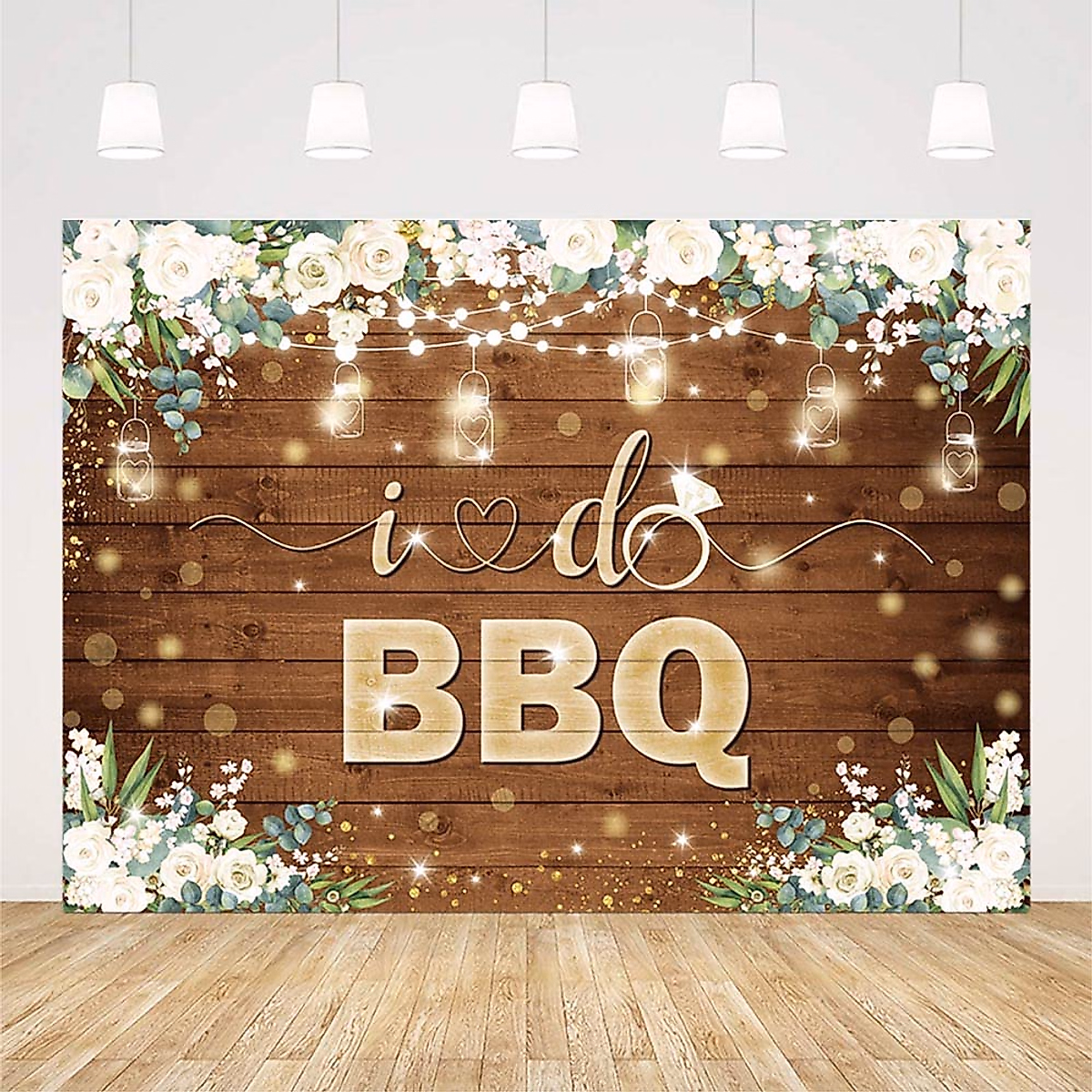 AIBIIN 7x5ft I Do BBQ Backdrop for Adults Men Women Couples Engagement Bridal Shower Boho Wedding Rustic Wooden Photography Background Baby Shower Birthday Party Decorations Banner Photo Booth Props