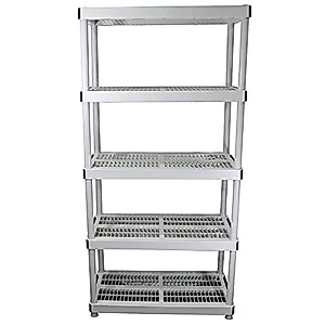 HDX 36” x 72” 5-Tiered Ventilated Plastic Storage Shelving Unit w/ Raised Feet and Tool-Free Assembly