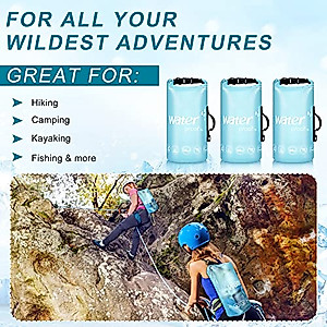 Lewtemi 3 Pieces Waterproof Dry Bag 5L Roll Top Transparent Dry Storage Bag Backpack Lightweight Dry Pack for Men Women Travel Swimming Boating Kayaking Camping Beach Fishing Surfing