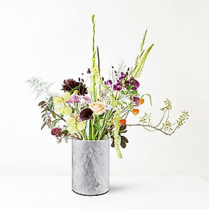 Flexzion Kitchen Tool Crock Utensil Holder and Wine Cooler Chiller, Natural White Marble 5" x 7" Inch, Unique One-Of-A-Kind Pattern Stone Container for Spoon, Spatula, Wine Bottle Holder Creative Home