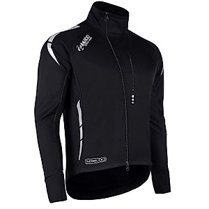 Zimco Pro Men Winter Cycling Jackets High Viz Bicycle Jersey Windproof Thermal Insulated Jacket (Medium, Black)