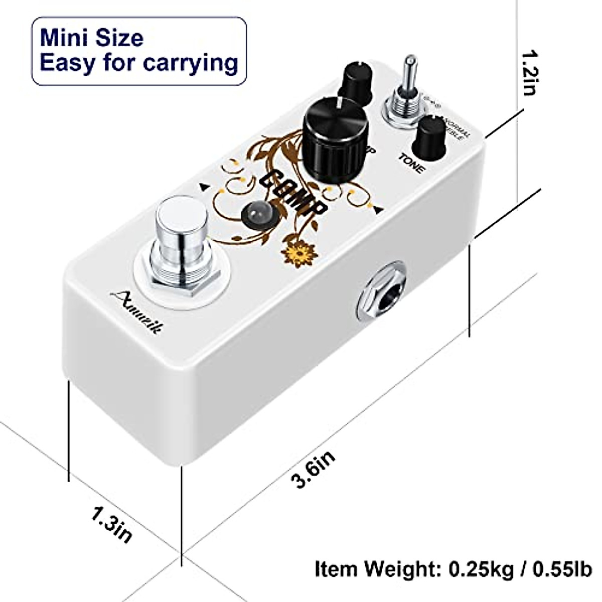 Amuzik Guitar Compressor Effect Pedal Analog Vintage Ultimate Compression 2 Modes Comp Effect Pedals for Electric Guitar True Bypass