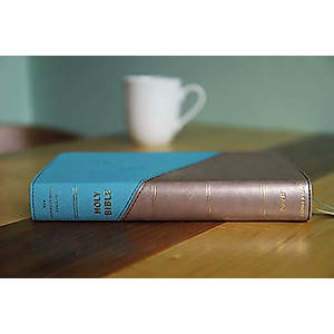 NIV, Personal Size Bible, Large Print, Leathersoft, Teal/Gold, Red Letter, Comfort Print