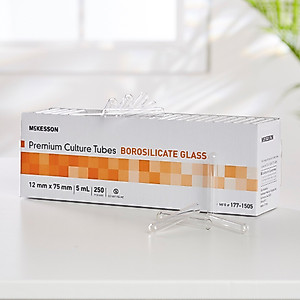 McKesson Glass Culture Tubes - Borosilicate Glass Test Tubes, Chemical Resistant Fire-Polished Rims, 5 mL Volume, 12 x 75 mm, 250 Count