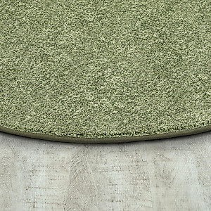 Joy Carpets Endurance Solid Colored Area Rug in Color Sage, 6' x 9' Oval