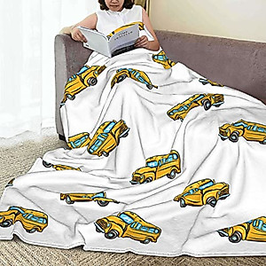 Fluffy Flannel Throw Blanket, School Bus Decorative Blanket, Soft Plush Blanket, Warm Cozy Fleece Blanket Throw, Breathable Blanket Throw for Couch Bed Sofa Home Decor 50"x60"