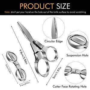 Nogeqi 3 Pcs Stainless Steel Badge Reel Scissors, Safety Small Portable Folding Scissors Anti Rust Pocket Scissors, Foldable Scissors Mini for Nurse Travel Office Fishing Crafts