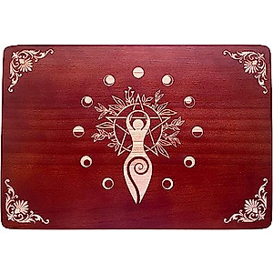 Altar Table, Meditation Table, Small Altar Table, Wooden Witch Altar, Wiccan Alter Table, Buddhist Shrine, Engraved Spiral Goddess on Table Top, 12 × 8 inches