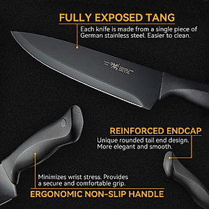 Knife Sets for Kitchen with Block, HUNTER.DUAL 19 Pcs Kitchen Knife Set with Block Self Sharpening, Dishwasher Safe, Anti-slip Handle, Black