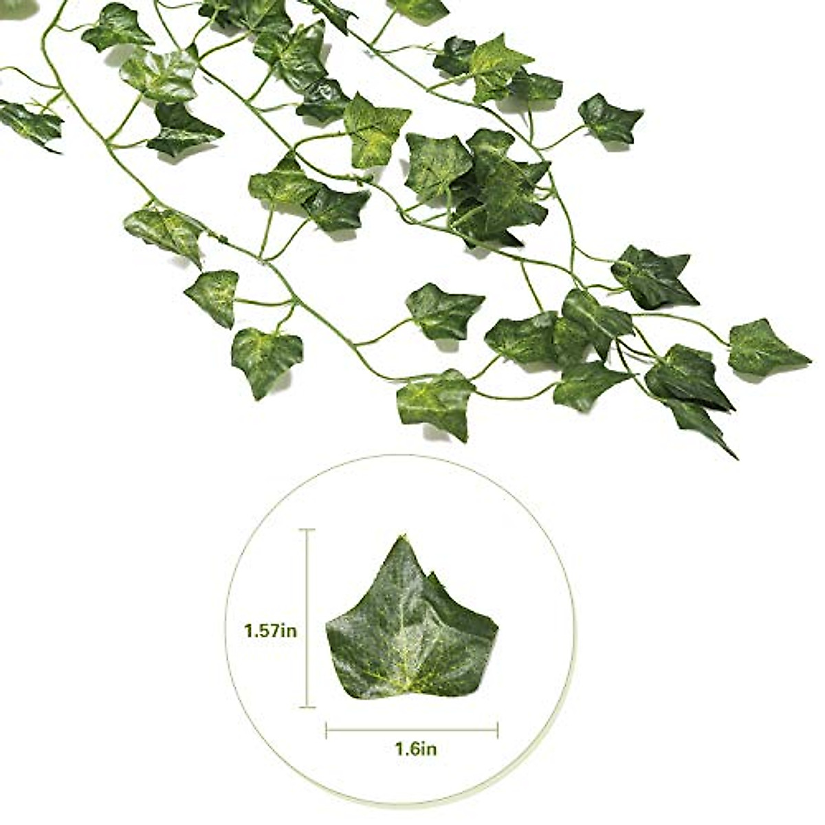 Yatim 90 CM Sweetpotato Ivy Vine Artificial Plants Greeny Chain Wall Hanging Leaves for Home Room Garden Wedding Garland Outside Decoration Pack of 2