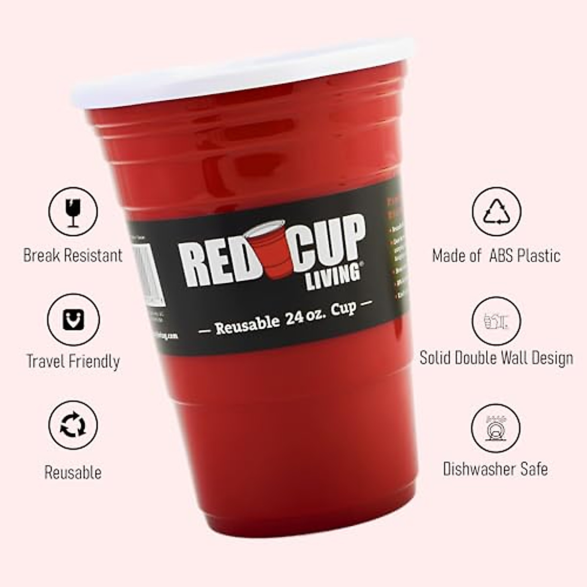 Red Cup Living 24 Oz Insulated Tumbler with Straw & Lid – Reusable Double Wall Travel Cup, Spill-Proof for Hot & Cold Drinks, Large Plastic Big Grip Easter Celebration Glass for Men & Women