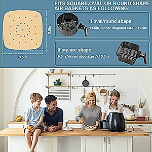 Jzzuuask Air Fryer Parchment Paper, Air Fryer Liners, 200pcs 8.5 Inch, Air Fryer Accessories, Perforated Parchment Paper for Air Fryer, No Burn, Easy Cleanup