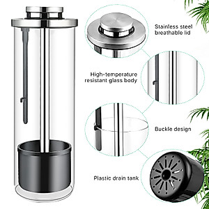 Worldity 1Pcs Straw Dispenser and 100Pcs Drinking Straw, Straw Holder with Stainless Steel Lid, Transparent Straw Dispenser for Pencils, Stir Sticks, Drinking Straw, Black