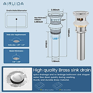 Airuida Waterfall Widespread Bathroom Sink Faucet, 8 Inch Widespread Bathroom Faucet Chrome Polish with Pop-Up Drain, 2-Handles 3 Holes Commercial Modern Vanity Faucet with Water Supply Lines