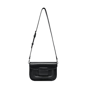 Daisy Rose Cross Body Bag with Magnet Closure - PU Vegan Leather Shoulder Bag - BLACK