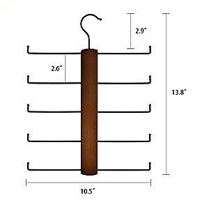 Mkono 2 Pack Scarf Hanger Wooden for Closet Organize Scarf Rack with 10 Hooks for All Scarves and 3 Pack Pants Skirts Hangers Space Saving 5 Tier with Adjustable Clips