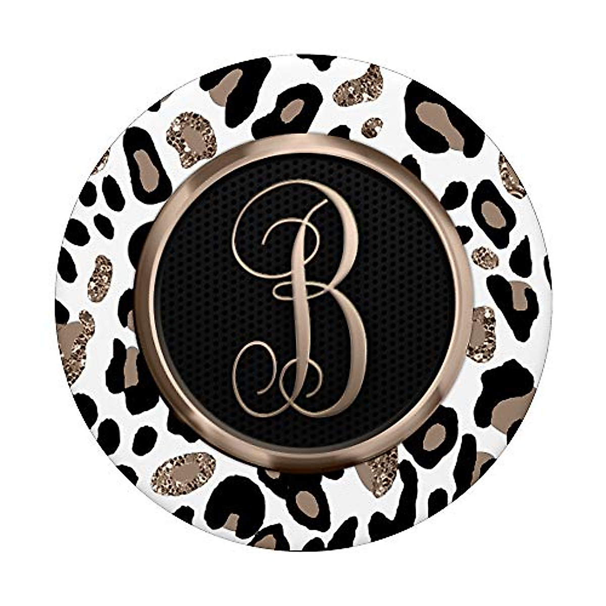 Cute White Leopard Print Cheetah Monogram Initial Letter B PopSockets Swappable PopGrip