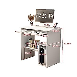 ALISENED Desktop Computer Desk, Laptop Study Table Office Desk with Storage Drawer Shelves Keyboard Tray, Small Student Desks Gaming Computer Desk for Small Spaces Home Office