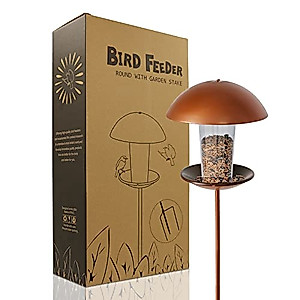 Goodeco Bird Feeders with Pole - Metal Bird feeders for Outside Wild Birds in Yard,Backyard,Patio Outdoor Garden Decor,Grandpa/Grandma Gifts,Gift idea 7.8x55.8 inch (Round)