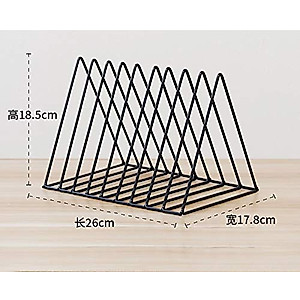 Cq acrylic Triangle File Folder Racks and Magazine Holder,10 Lattice Metal Newspaper Holder Magazine File Storage for Office Home Decoration,Black