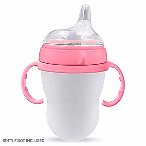 Anpei Sippy Cup Soft Spout Transitional Nipple Kit Bundle Compatible with Comotomo Baby Bottles, 5 oz and 8 oz | Value Bundle 2 Kits + Brushes (Pink)