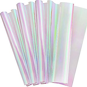 Outus Iridescent Cellophane Roll Iridescent Wrapping Paper Cellophane Wrap for Gift Baskets Iridescent Film Halloween Christmas DIY Wrapping Decoration Supplies (Pink,39 x 138 Inch)