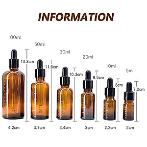 Scale Dropper Bottle, 5ml-100ml Empty Liquid Pipette Bottle, Amber Glass Bottle, Refillable Bottles, Vials Essential Oil Bottle, Perfume Bottle(10ml)