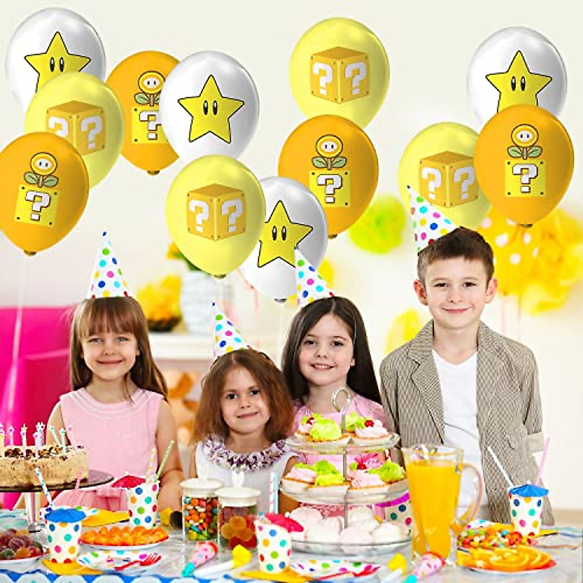 24Pcs Mario Party Latex Balloons, Super Bros Birthday Party Balloons, Super Bros Game Party Balloon Decoration