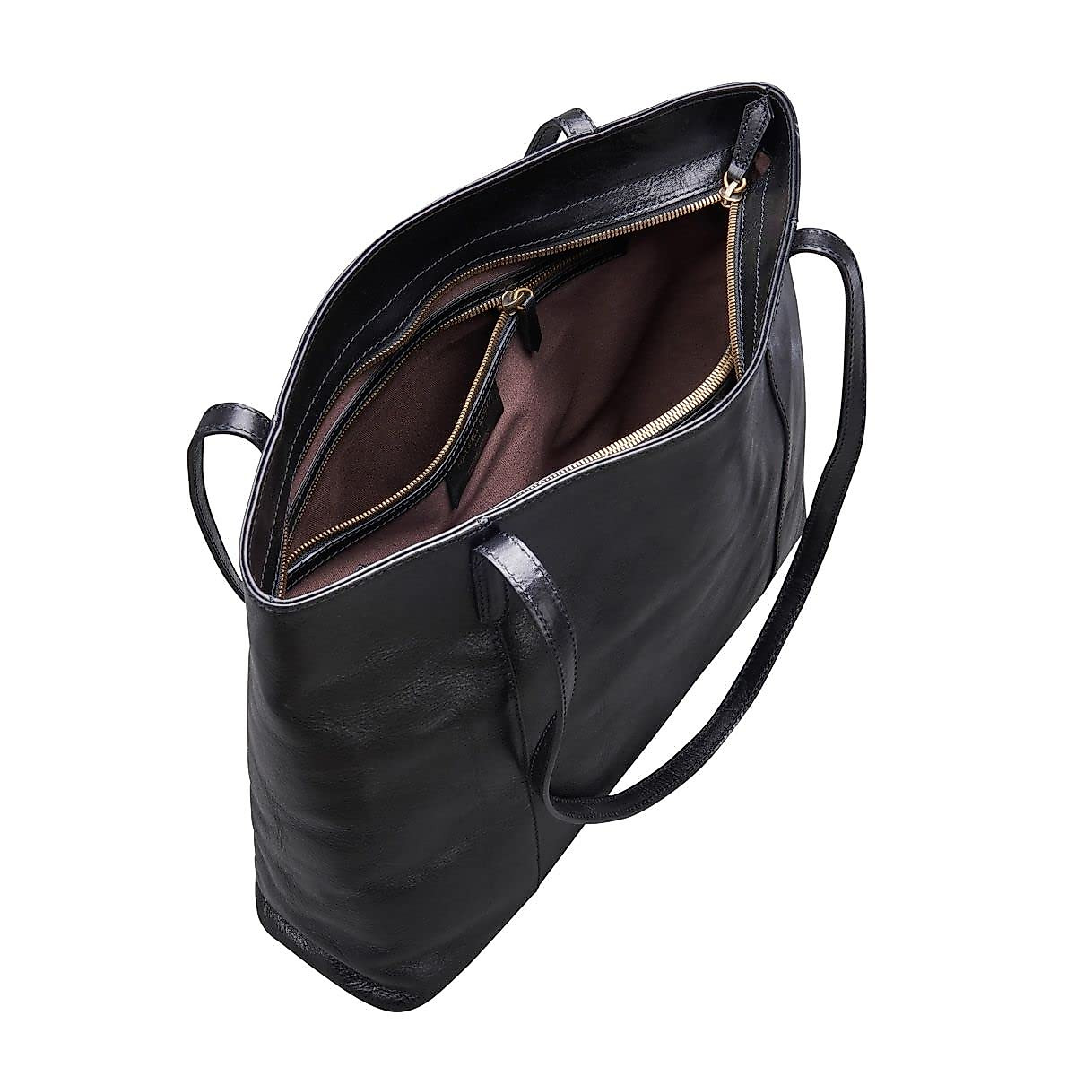 Maxwell Scott - Womens Luxury Leather Classic Shopper Tote Bag Purse - Handmade from Italian Hides - The Athenea Black