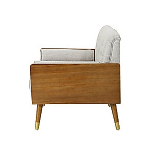 Christopher Knight Home Greta Mid Century Modern Fabric Club Chair, Beige, Dark Walnut 30.5D x 37.75W x 33H in