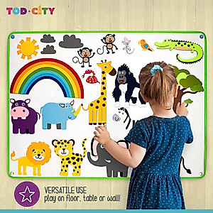 Tod City Flannel Felt Story Board Set: in The Jungle - Large Wall Hang 25 Pre-Cut Piece Interactive Learning Toy for Preschool, Kindergarten, 3+ Year Old Children