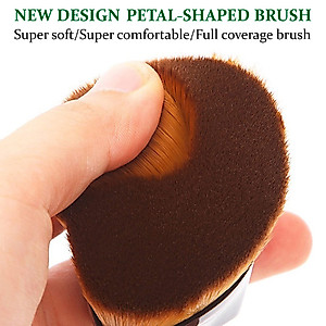 CAHIUYOA 2PCS Mushroom Head Air Cushion CC Cream BB Cream Foundation Full Coverage Foundation 24HR Matte Oil Control Concealer With Makeup Face Primer & Petal-Shaped Cosmetics Brush（Natural）