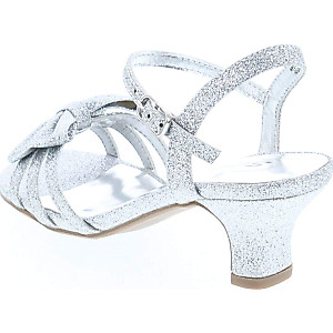 Soda Girly-2 Children's Girl's Open Toe Slingback Block High Heel Sandals (Silver Glt, 2)