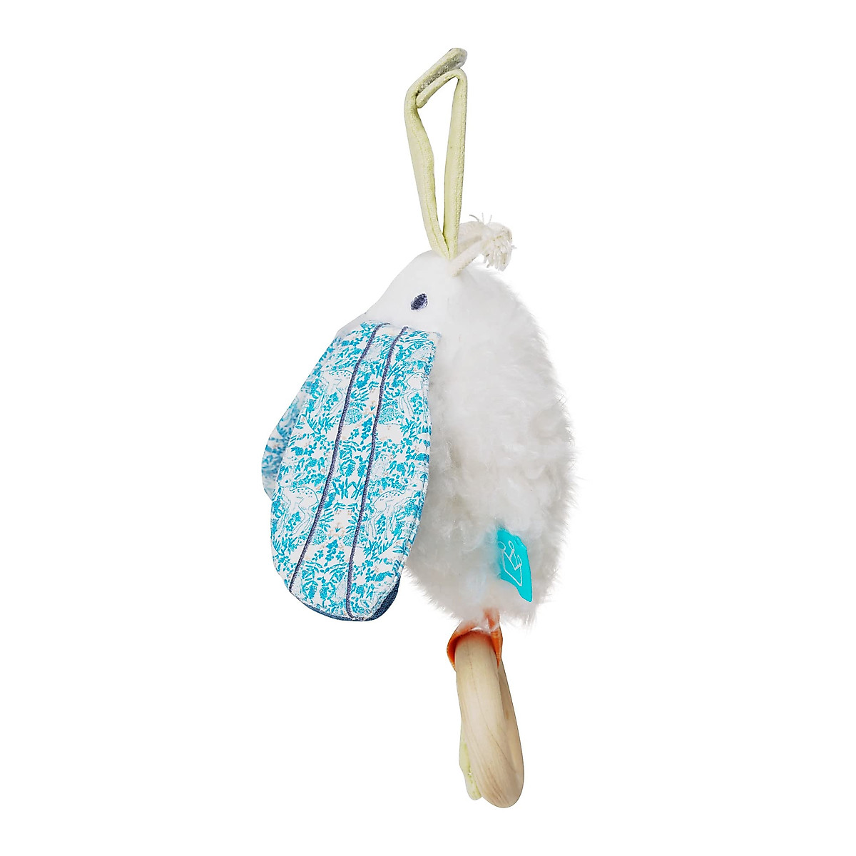 Manhattan Toy Folklore Plush Luna Moth Soft Tactile Baby Travel Toy with Crinkle Fabric Wings, Baby Mirror and Wooden Teether Ring