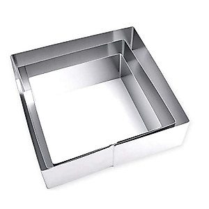 Jaquiain 3 Cake Rings, Square Mousse Mold Stainless Steel Cake Ring Non-Stick Dessert Ring Mould Baking Tool