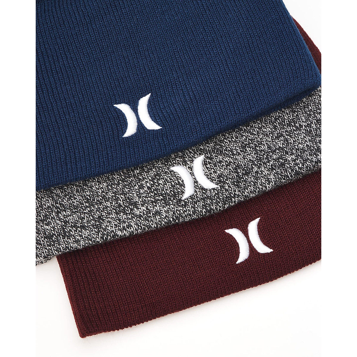 Hurley Men's Icon Staples Beanie - Lightweight Classic Loose Knitted Hat for Men, Black/Black