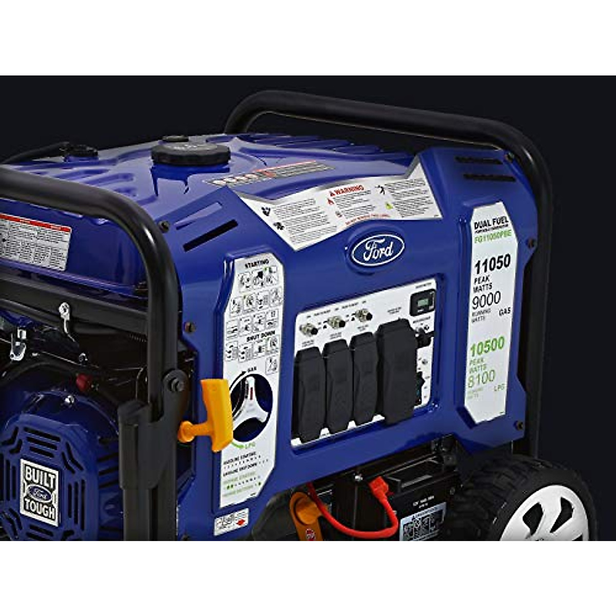 Ford, 11050W Dual Fuel Portable Switch & Go Technology and Electric Start FG11050PBE-A Generator, 11050 Watts, Blue