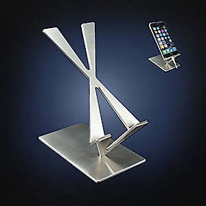 ArtsOnDesk Modern Art Desk iPhone Stand - St204 Stainless Steel Silver Color Patent Registered Specially Designed for Typing Compatible with All iPhones Google Pixel Samsung Mobile Ipad