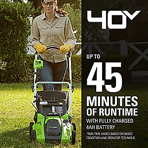 Greenworks 40V 16" Cordless Electric Lawn Mower, 4.0Ah Battery and Charger Included