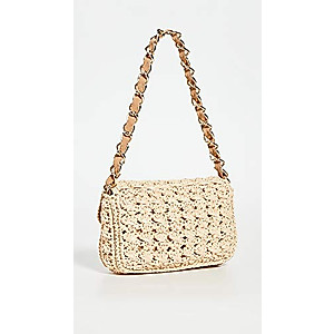 Caterina Bertini Women's Woven Shoulder Bag, Beige, Tan, One Size