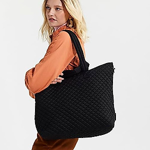 Vera Bradley Cotton Slouchy Tote Bag, Black