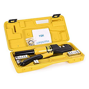 HYCLAT 10 Tons Hydraulic Crimping Tool Battery Cable Lug Terminal Crimper with 9 Pairs of Dies, 12 AWG to 2/0 AWG Wire Crimping Tool