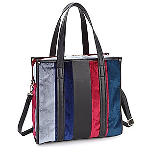 Dasein Velvet Large Tote for Women Satchel Purse Handbag Multi-Colored Shoulder Bag