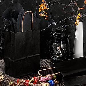 24 Set Gift Bags with Tissues Paper Kraft Favor Bags Goodie Bags Birthday Party Paper Bags for Wedding Baby Shower Christmas Party Supplies (Black)