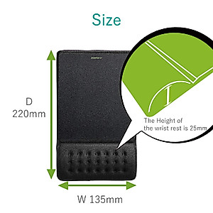 ELECOM Mouse Pad with Wrist Rest"Comfy" Smooth Control/Ergonomic Design/Reduce Wrist Fatigue/Memory Foam Black MP-096BK