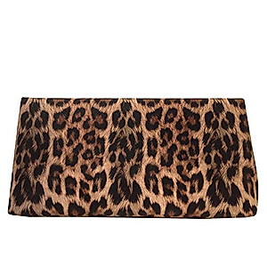 JNB Synthetic Leather Leopard Print Fold Over Clutch, Brown