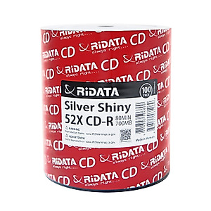300 Pack Ridata CD-R 52X 700MB 80Min Silver Shiny Blank Media Recordable Disc